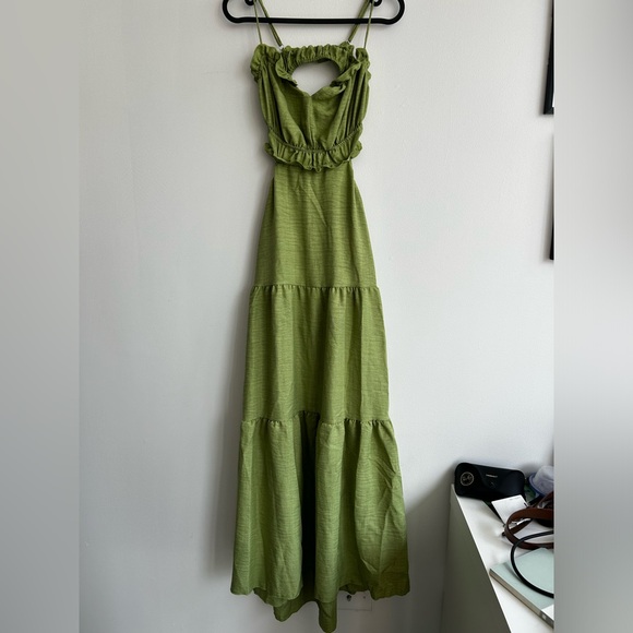 Dresses | Green Open Back Maxi | Poshmark